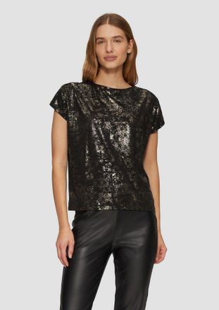 s.Oliver Kurzarmshirt T-Shirt Fließendes T-Shirt aus Viskosemix mit Metallic-Print