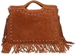 Gave Lux Sac à main pour femme en cuir véritable Made in Italy 34x25x1 cm, Cuir foncé, Taille unique