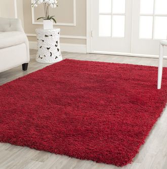 Safavieh Zottelig Teppich f&uuml;r Wohnzimmer, Esszimmer, Schlafzimmer - California Shag Collection, Hoher Flor, Rot, 91 X 152 cm