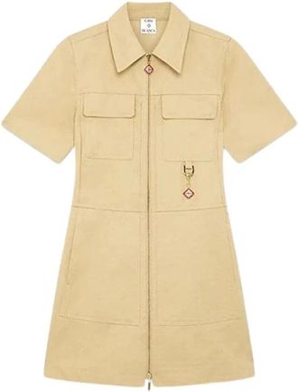 Casablanca Femme, Robes, Beige, Taille: 38 FR Mini-robe &agrave; monogramme en coton