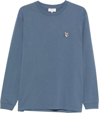 Maison Kitsun&eacute; Langarmshirt mit Fuchskopf - Blau