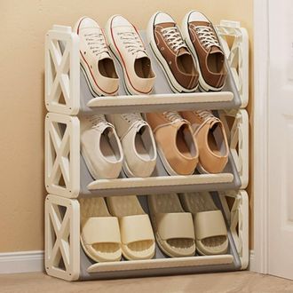 Generic Stapelbares Schuhregal mit 2/3/4 Ablagen, Offenes, Schr&auml;ges Schuhablage, Freistehendes Schuhst&auml;nder for Eingangsbereich, Wohnzimmer, Schlafzimmer, Bal