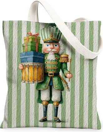 Generic Sacs fourre-tout en toile motif soldat d&eacute;coratif, sacs de courses r&eacute;utilisables, festifs, vintage, l&eacute;gers et lavables avec bandouli&egrave;re pour courses, v