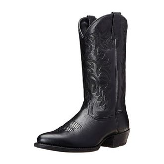 Generic Bottes de cowboy pour homme en cuir PU - Bottines en cuir pointu - Chaussures dext&eacute;rieur longues avec talon - Bottes plates - Chaussures de voyage ant