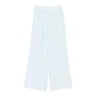 120% Lino L&auml;ssige Leinenhose mit Kordelzug - - Trousers - Damen - Blau - XS