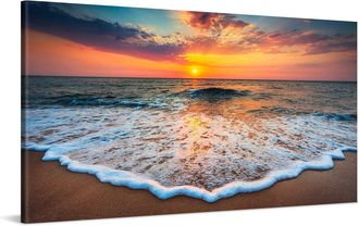 Picanova Bild auf Leinwand Sonnenuntergang am Meer 100x50cm - Leinwandbild - Premium Leinwanddruck - Wandbild Kunstdruck Auf 2cm Holz-Keilrahmen Wohnzimmer Wan