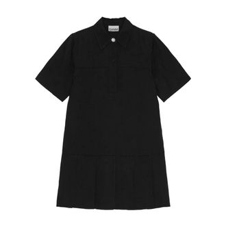 Ganni Twill Mini Kleid - - Dresses - Damen - Schwarzk - S