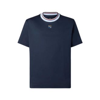 Fendi FF-T-Shirt mit Stickerei - - Tops - Herren - Blau - M