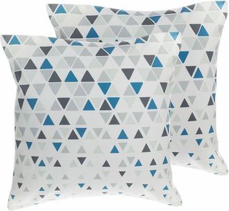 Beliani Beliani - Dekokissen Blau/Grau Polsterbezug 2er Set 45 x 45 cm Dreieckmotiv Wohnzimmer Salon Schlafzimmer