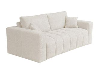 Vente-Unique Schlafsofa mit Matratze 4-Sitzer - Boucl&eacute;-Stoff - Beige - Liegefl&auml;che 160 cm - Matratze 13 cm - ISSORO