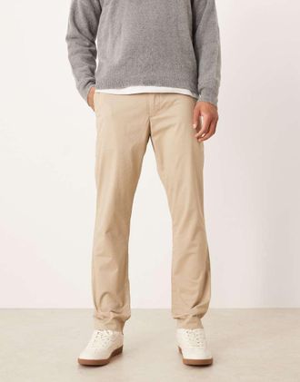 Polo Ralph Lauren Chinohose aus Twill in Khaki-Beige mit flachem, elastischem Bund und geradem Schnitt-Neutral