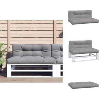 vidaXL Palettenkissen 2-tlg. Grau Stoff - Gartenkissen - Au&szlig;enkissen - Polstersitz - Lounge Cushion - Rattan M&ouml;bel Zubeh&ouml;r