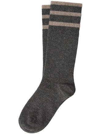 Brunello Cucinelli chaussettes &agrave; d&eacute;tails ray&eacute;s - Gris