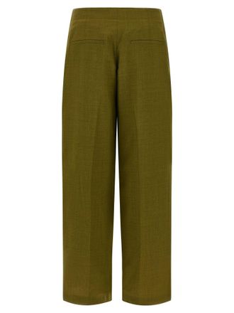 Theory Deep Pleat Trousers - Olive