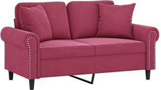vidaXL 2-Sitzer-Sofa mit Zierkissen Weinrot 120 cm Samt Vidaxl