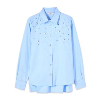Oltre Oversized Hemd mit Kristallsteinen - - Blouses & Shirts - Damen - Blau - XS