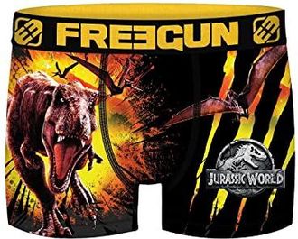 Freegun Boxer Homme Anti-Transpirant, Calecon Homme, Jurassic World, Stretch et Durable, Noir, Jaune, Orange, Marron, Taille S