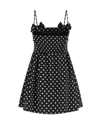 Ganni Womens Mini Dress Polka-Dot Satin Black Recycled Polyester Evening Suits