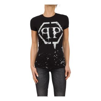 Philipp Plein Schwarzes Rundhals T-Shirt - - Tops - Damen - Schwarzk - M