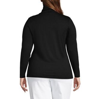 Lands End Rollkragenshirt aus Baumwoll/Modalmix, Damen, Größe:52-54 plus, Schwarz, Baumwolle/Elasthan/Baumwolle Modal, by Lands End