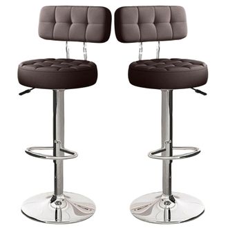 Generic Drehbare, H&ouml;henverstellbare Barhocker, 2Er-Set, Dick Gepolsterte R&uuml;ckenlehne mit Fu&szlig;st&uuml;tze, Barhocker Aus Pu-Leder f&uuml;r K&uuml;che, Esszimmer, Wohnzimmer