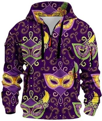 Generic Costume de carnaval - Sweat &agrave; capuche pour homme - Avec fermeture &eacute;clair 1/4 - Sweatshirt &agrave; capuche - V&ecirc;tement de f&ecirc;te - Confortable - Manches longues