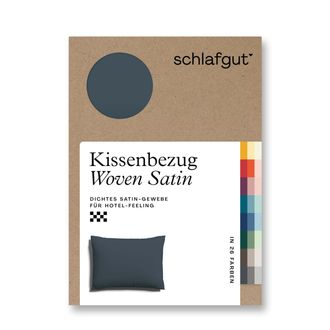 Schlafgut Woven Satin Kissenbezug 70x90 cm Grey Deep Uni in Premium Hotelqualit&auml;t, Kopfkissenbezug einzeln mit 100% weicher Baumwolle