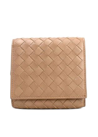 Bottega Veneta Beige Small Intrecciato Tri-Fold Wallet