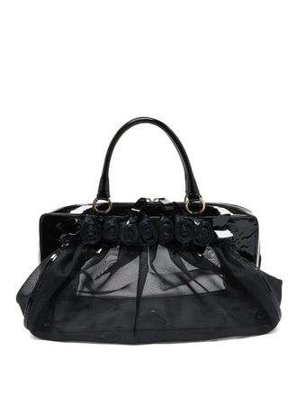 Valentino Garavani sac cabas Petale Rose en cuir verni - Noir