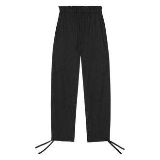 Ganni Drapey Melange Hose mit elastischem Bund - - Trousers - Damen - Schwarzk - S