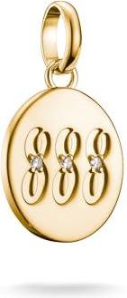 Thomas Sabo Charm Club Connect CC1255-414-14 Pendentif en forme de chiffre 888 avec pierres Plaqué or 18 carats Argent 925 recyclé