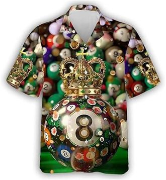 Keephen kewing Billiard Jeu Impression 3D Chemise Hawaiienne Femmes Hommes Billes de Billard Chemise &agrave; Boutons Casual Bowling Chemise &Eacute;t&eacute; &Eacute;quipe Chemise