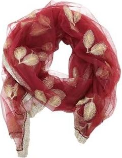 Queen Helena Foulard léger voile écharpe transparente avec motif châle élégant femme SC030, rouge, Taille unique