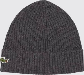 Lacoste Gerippte Beanie-M&uuml;tze aus reiner Wolle mit Umschlag und gesticktem Logo