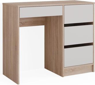 Vicco Schreibtisch Sherry, Arbeitstisch für das Büro, Weiß/Sonoma, 90 x 40 cm mit Schubladen