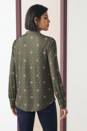 Next Langarmbluse Lang&auml;rmelige Bluse mit V-Ausschnitt und Bluse (1-tlg)