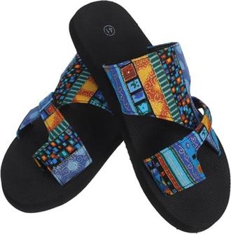 Frcolor Sandales Ethniques Légères à Semelle Épaisse pour Femmes Design Slip Unique Chaussures de Plage Respirantes et Confortables pour Marche et Usage Quoti