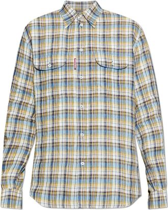 Dsquared2 Homme, Chemises, Multicolore, Taille: XS Plaid Pocket Linen Shirt
