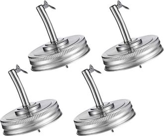 DOITOOL 4 Stücke Mason Jar Ausgießer Deckel Moonshine Öl Ausgießer Spender Deckel Essig Flaschen Aufsatz Ersatzdeckel für Olivenöl Spender Salat Dressing Whis