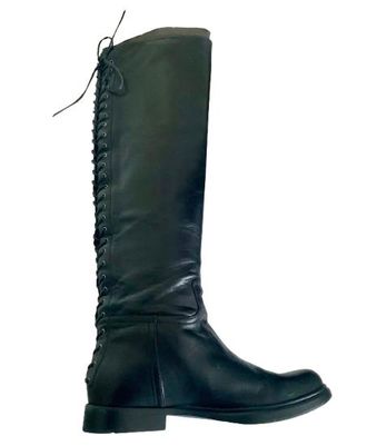 Miu Miu Black Leather Lace back Knee High Boots Size 38