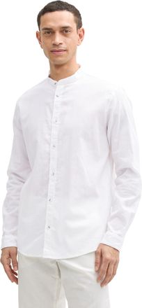 Tom Tailor Regular Fit Kurzarmhemd mit Leinenanteil im Pünktchen-Muster, White dot Design, XS