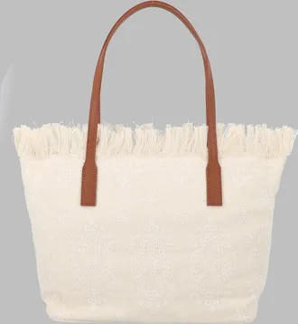 MC2 Saint Barth Womens Shoulder Bag City With Fringe White Cotton