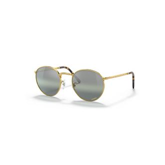 Ray-Ban New Round Polarized+ Lenses Sonnenbrillen Gold Fassung Gr&uuml;n Glas Polarisiert 50-21