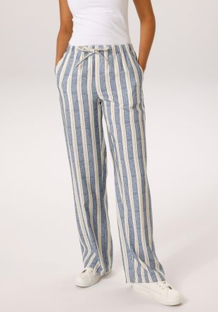 Aniston Schlupfhose ANISTON CASUAL, Damen, Gr. 36, N-Gr, blau (jeansblau, hellbeige), Web, Obermaterial: 80% Viskose, 20% Polyamid, gemustert, gestreift, l&auml;ss