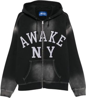 Awake NY Homme, Sweatshirts et sweats &agrave; capuche, Noir, Taille: M Zip-throughs