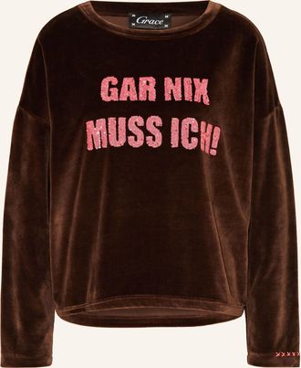 Grace Grace Longsleeve Gar Nix Aus Nicki Mit Pailletten braun