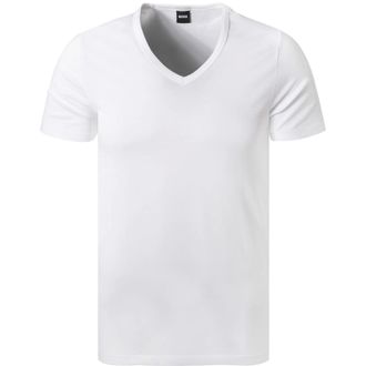 HUGO BOSS Herren T-Shirts wei&szlig; Baumwolle unifarben