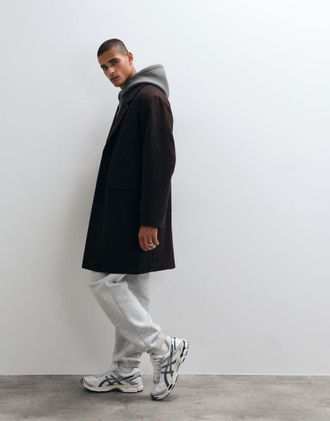 Asos manteau long effet laine marron