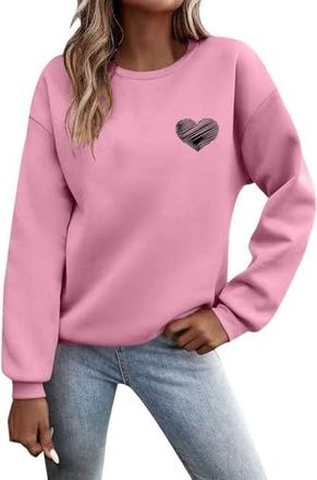 Generic Sweat &agrave; capuche &agrave; col rond imprim&eacute; tendance pour la Saint-Valentin 2026, rose, XL