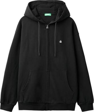 Benetton Veste C/CAPP M/L 342zu500p Sweat sans Capuche, Noir, M Homme